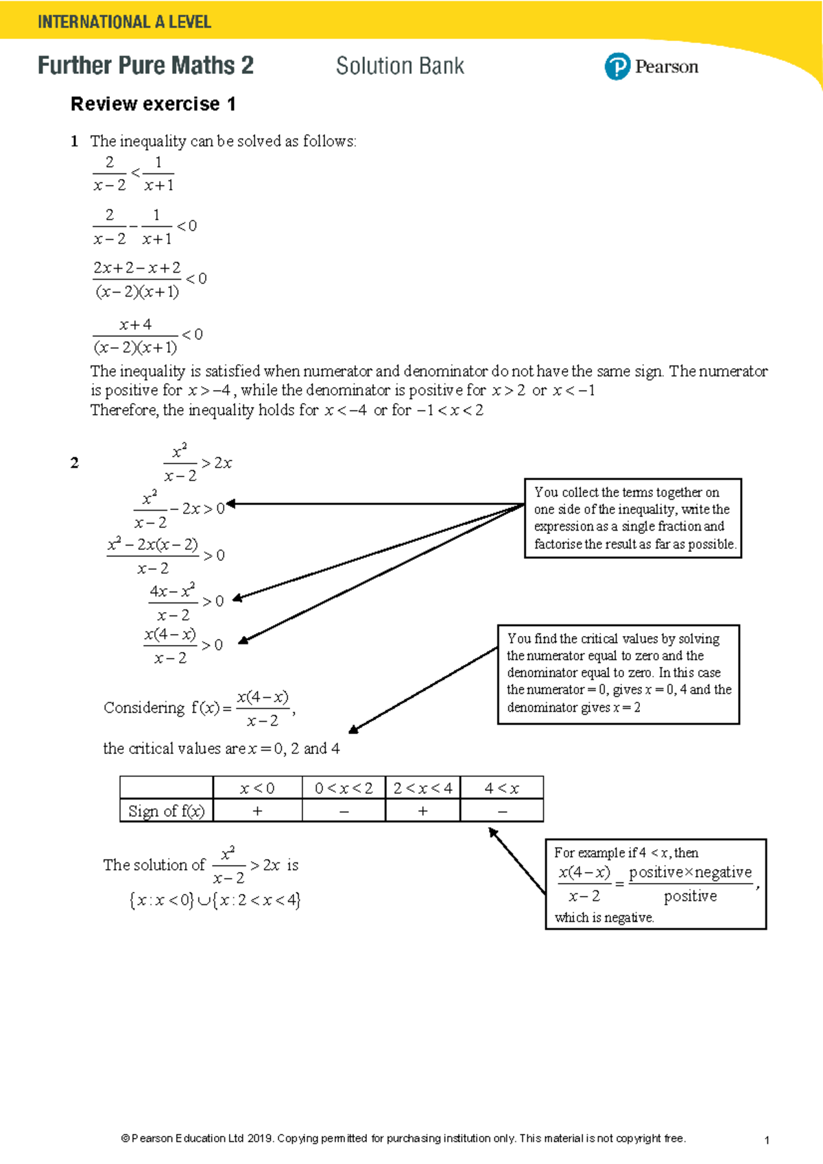 FP2 Review Exercise 1 - dcmcl - Review exercise 1 1 The inequality can be solved as follows: 2 1 ...