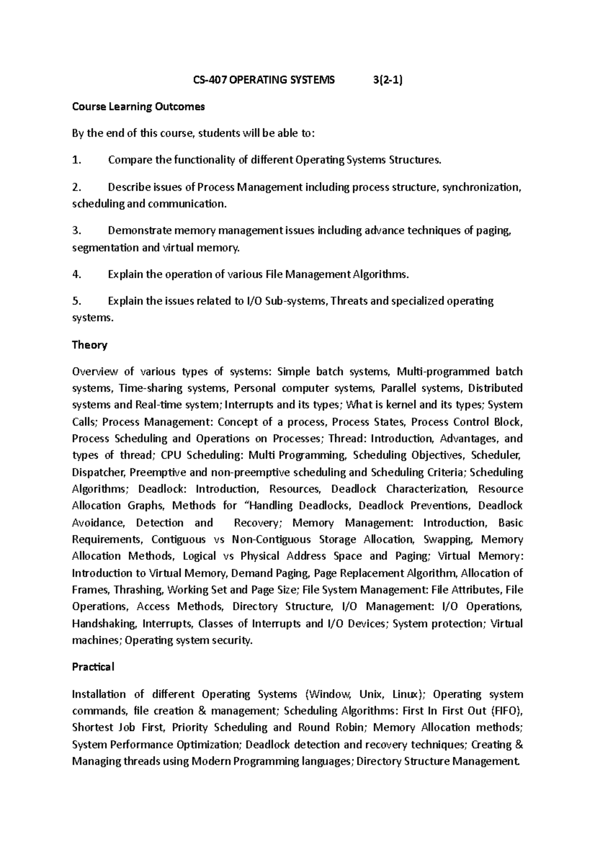 Course-Contents-OS - software engineering - CS-407 OPERATING SYSTEMS 3 ...