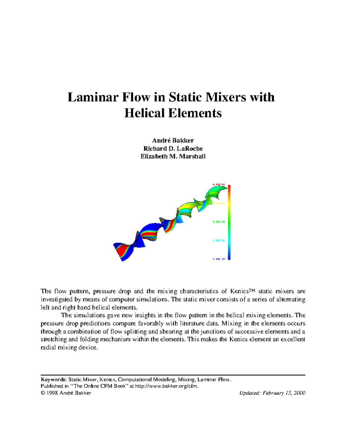 Laminar Flow in Static Mixer with Helical Elements - Laminar Flow in ...