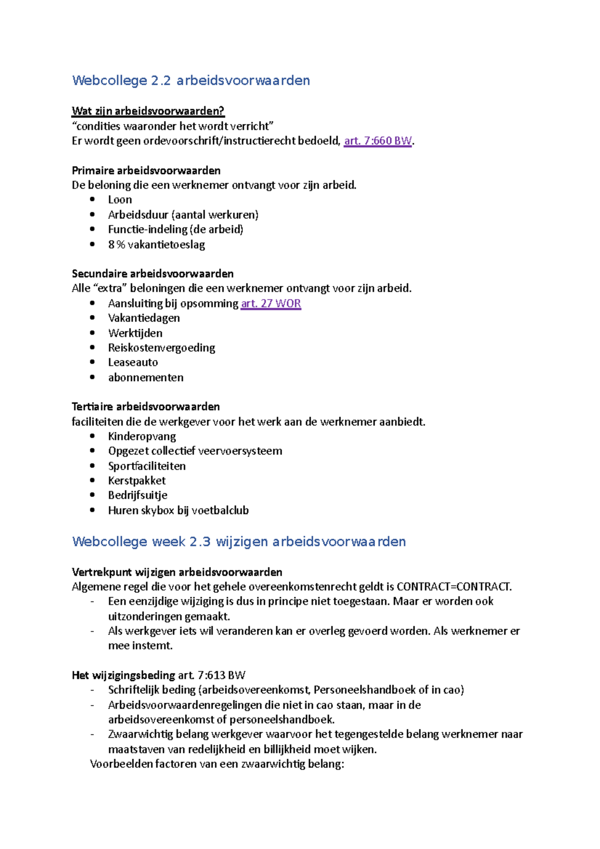 Webcolleges arbeidsrecht - Webcollege 2 arbeidsvoorwaarden Wat zijn ...