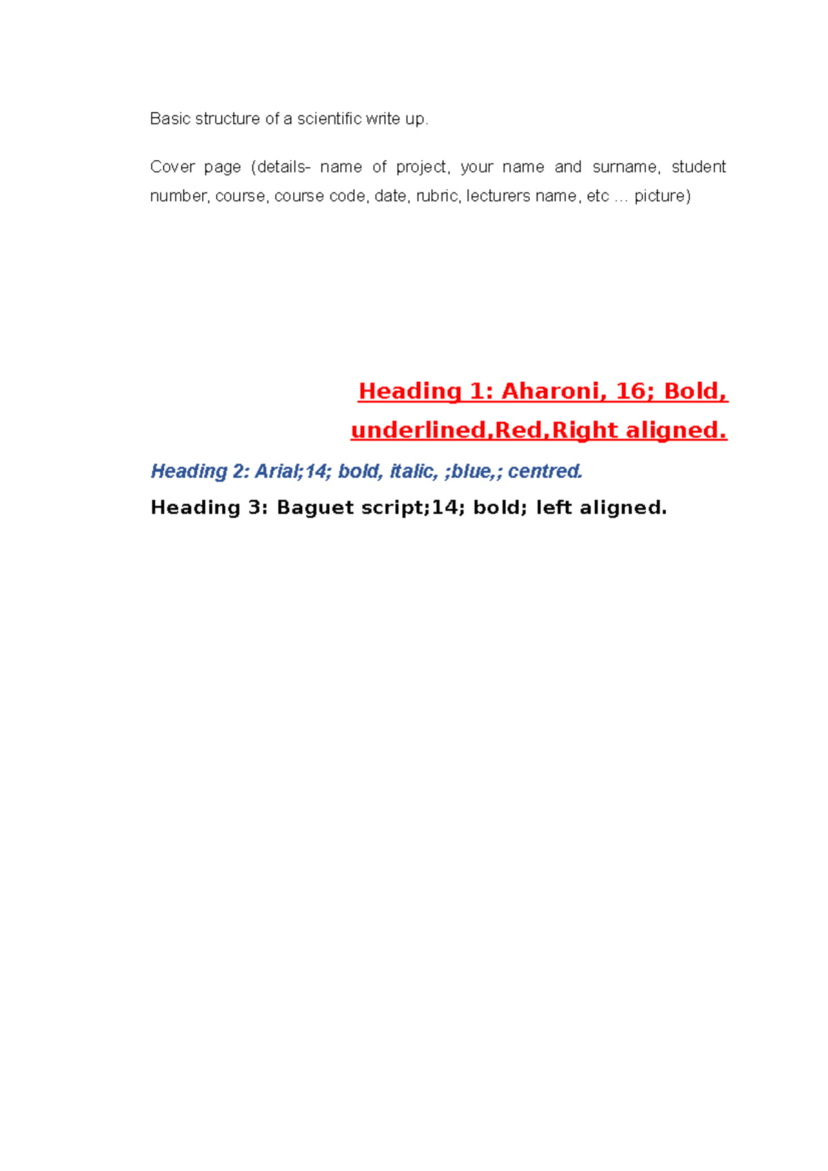 basic structure of scientific write up for computer skills - Basic ...