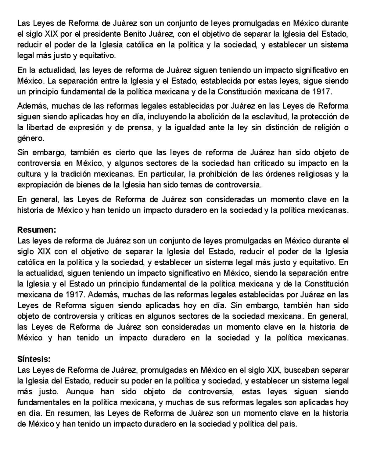 Las Leyes de Reforma de Juárez son un conjunto de leyes promulgadas en ...
