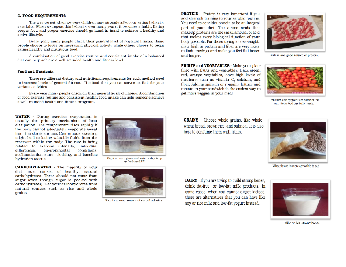 TIPS TO Maintain A Healthy Weight Notes - Foundations of Physical ...