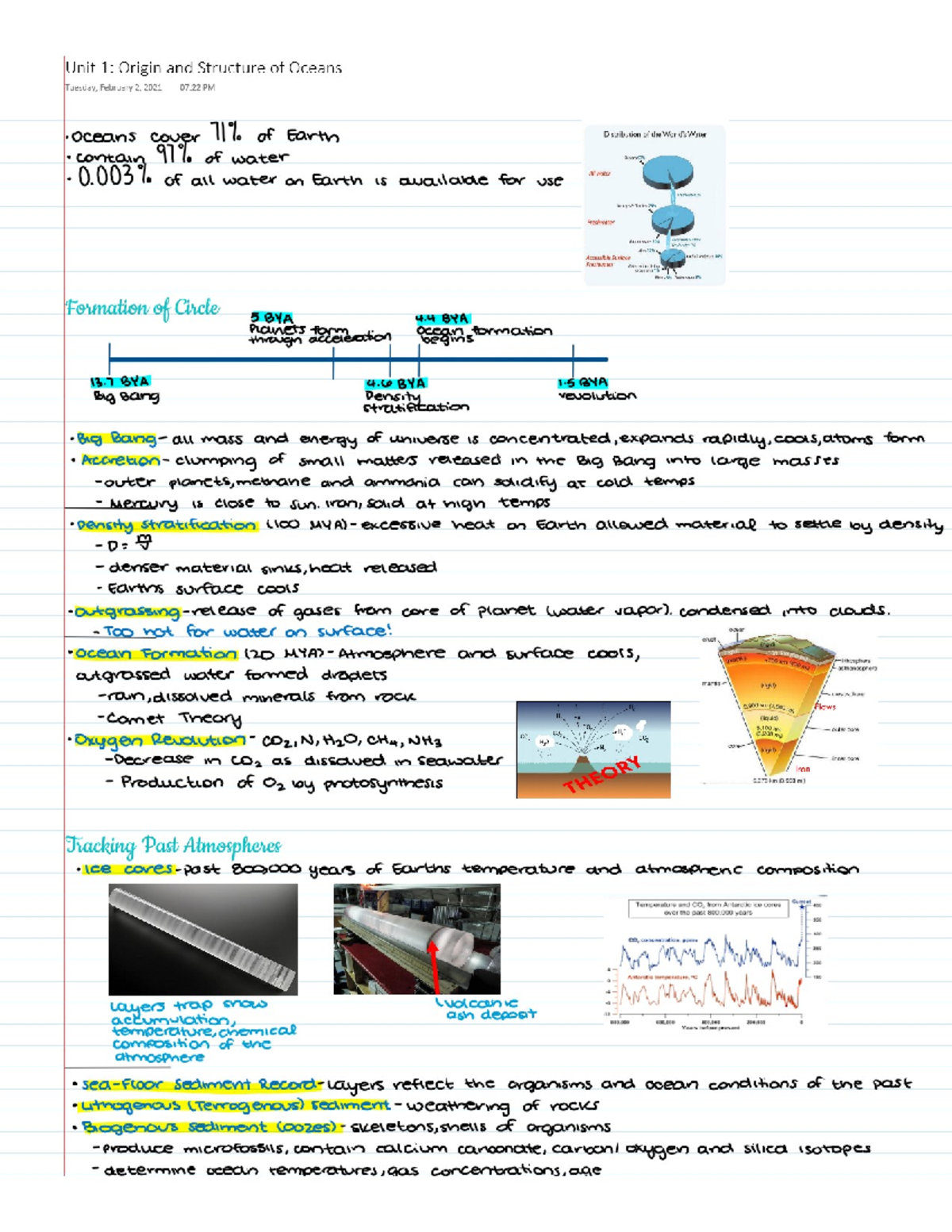 Notes - Origin and Structure of Oceans (1-7) - BIO 19 - Studocu