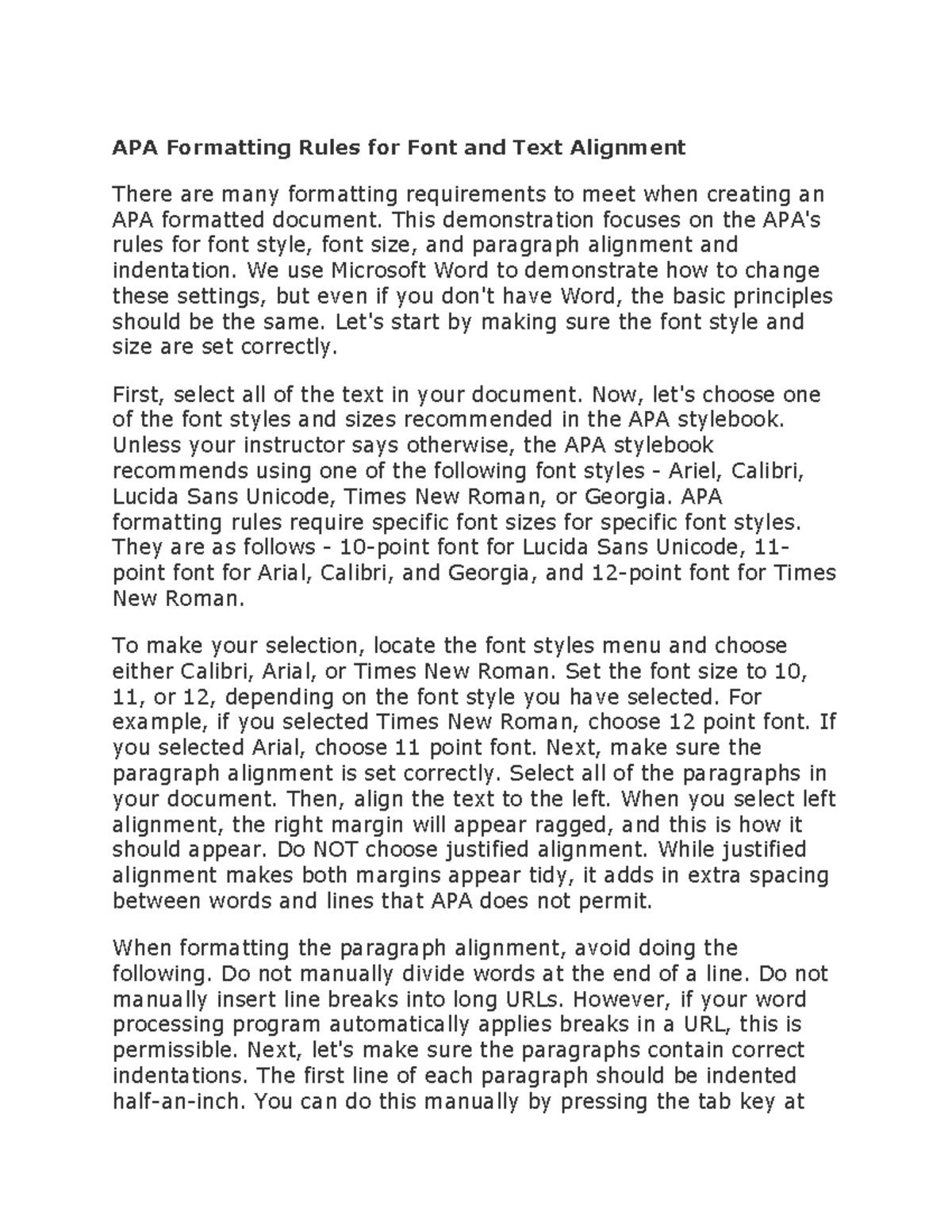 APA Formatting Rules for Font and Text Alignment - ENG122 - SNHU - Studocu