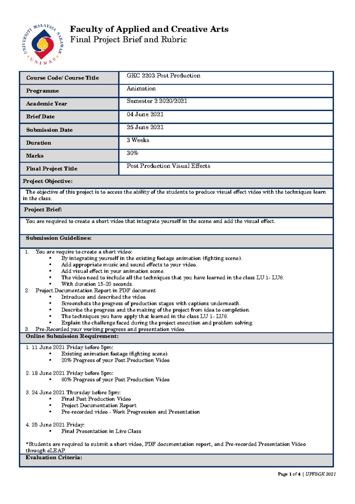 animation brief for the importance of animation in this world - Faculty ...