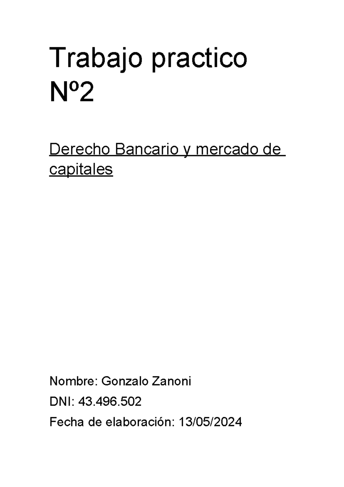 Derecho bancario Trabajo practico Nº2 - Trabajo practico Nº Derecho ...