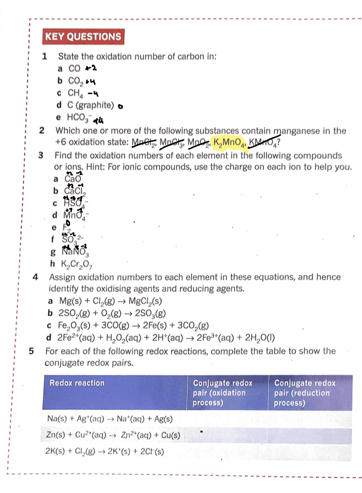 Oxidation numbers Qs - questions - Studocu