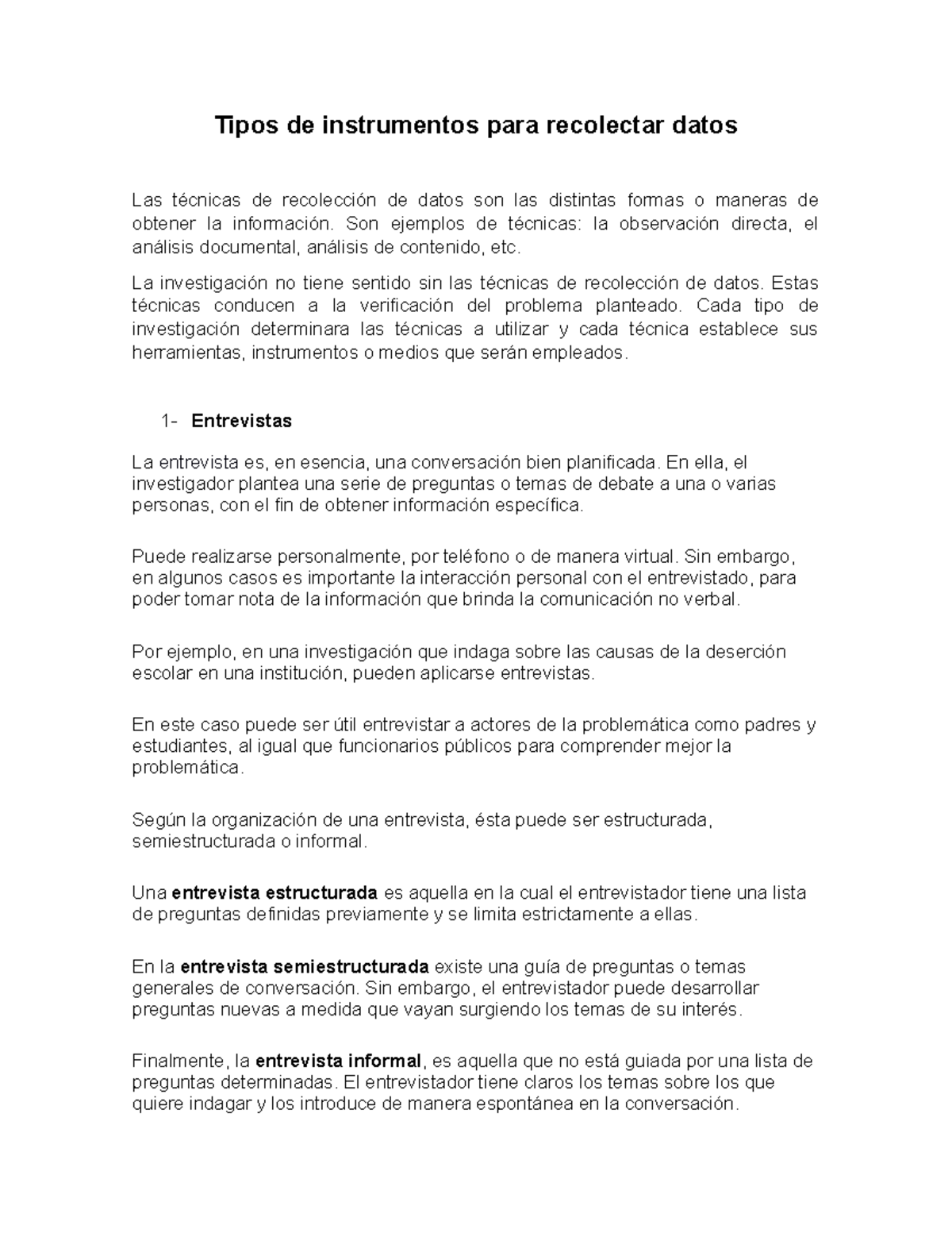 Tipos de instrumentos para recolectar datos - Son ejemplos de técnicas ...
