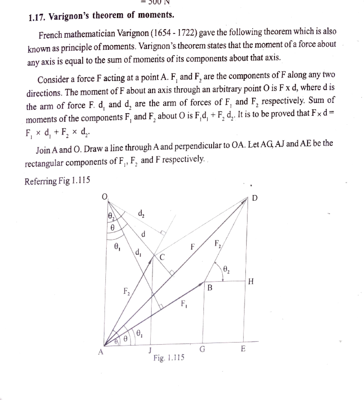 Varigons theoram of moments- problems - JUU TN 1. Varignon's theorem of moments. French - Studocu