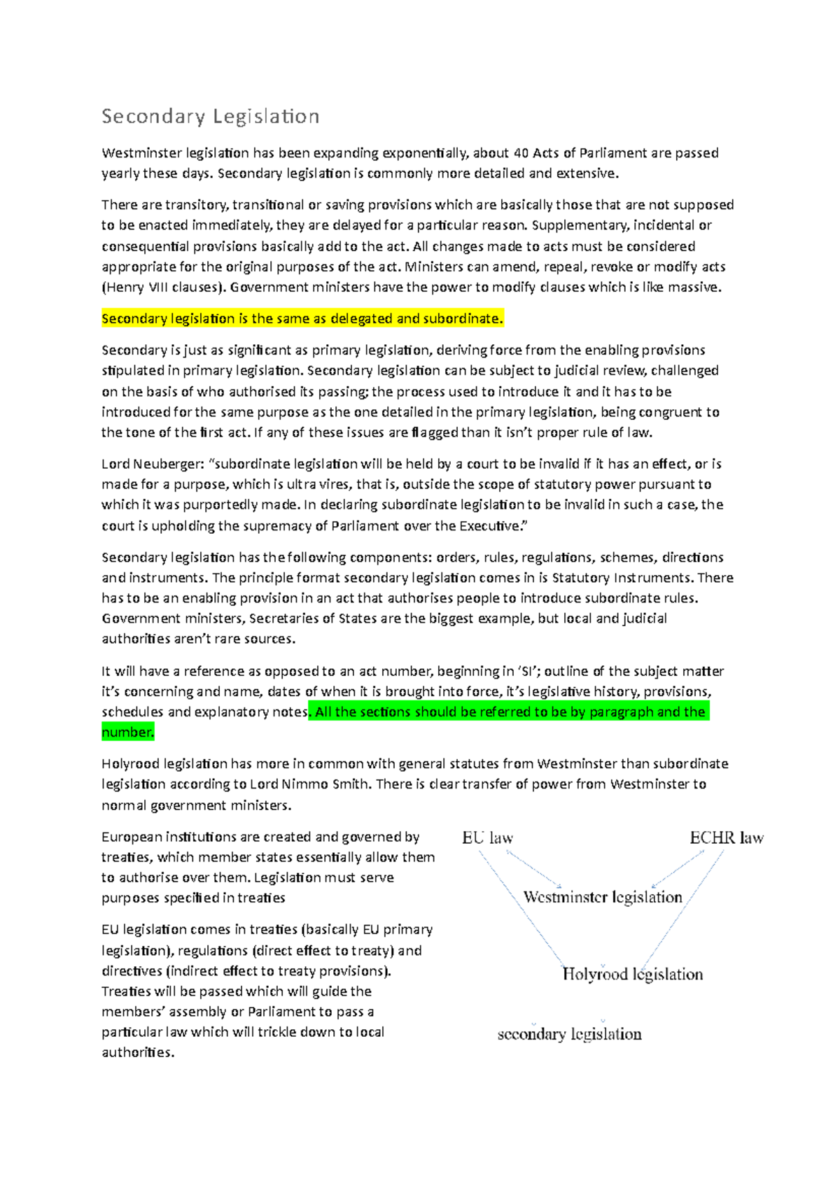 Secondary legislation - Secondary Legislaion Westminster legislaion has ...