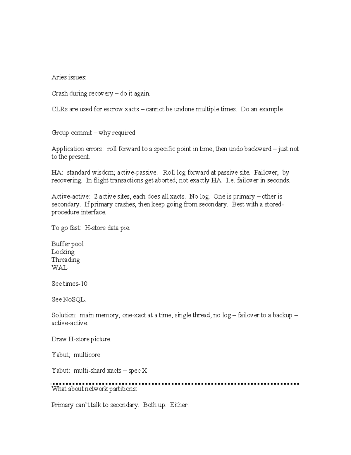 LEC14 - n/a - Aries issues: Crash during recovery 3 do it again. CLRs ...