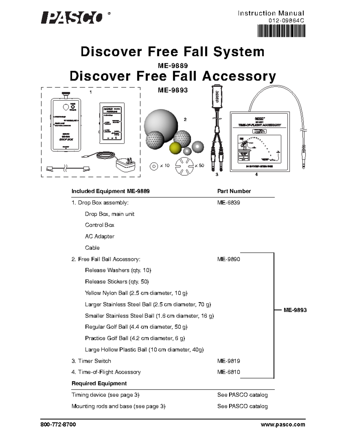 Discover Freefall System Manual ME 9889 - 800-772-8700 pasco ...