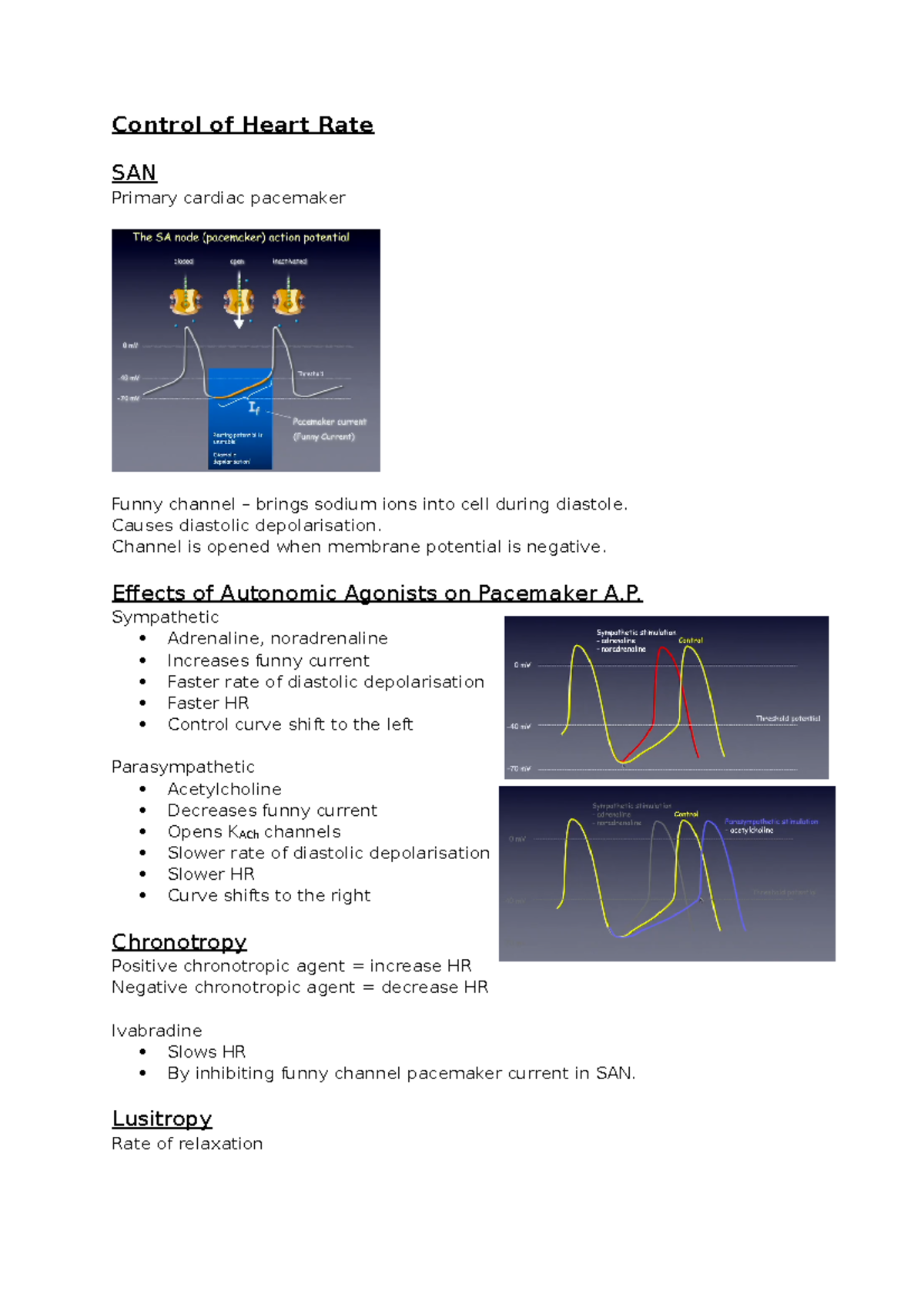 Control of Heart Rate - Lecture notes Human Anatomy and Physiology A ...