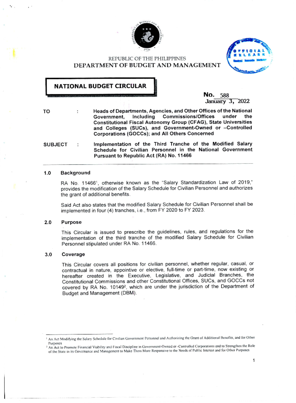 National Budget Circular NO 588 - REPUBLIC OF THE PHILIPPINES ...