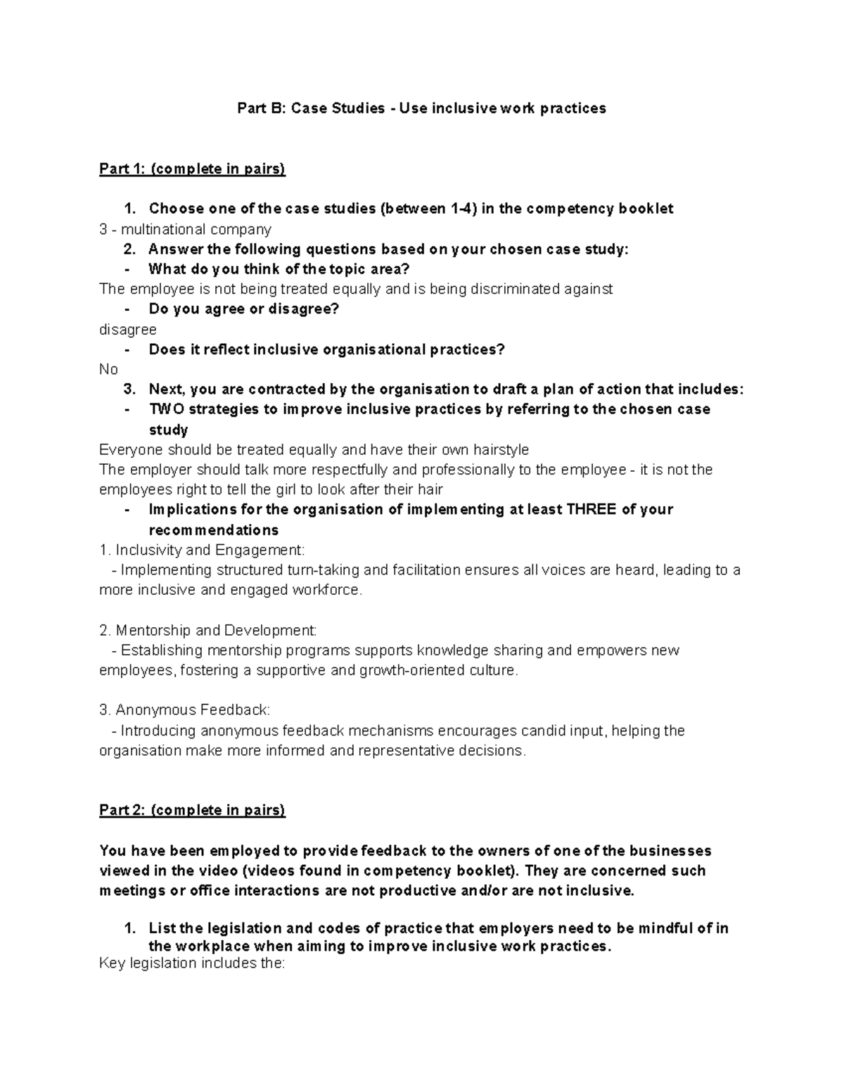 Part b case studies business services use inclusive work practices ...