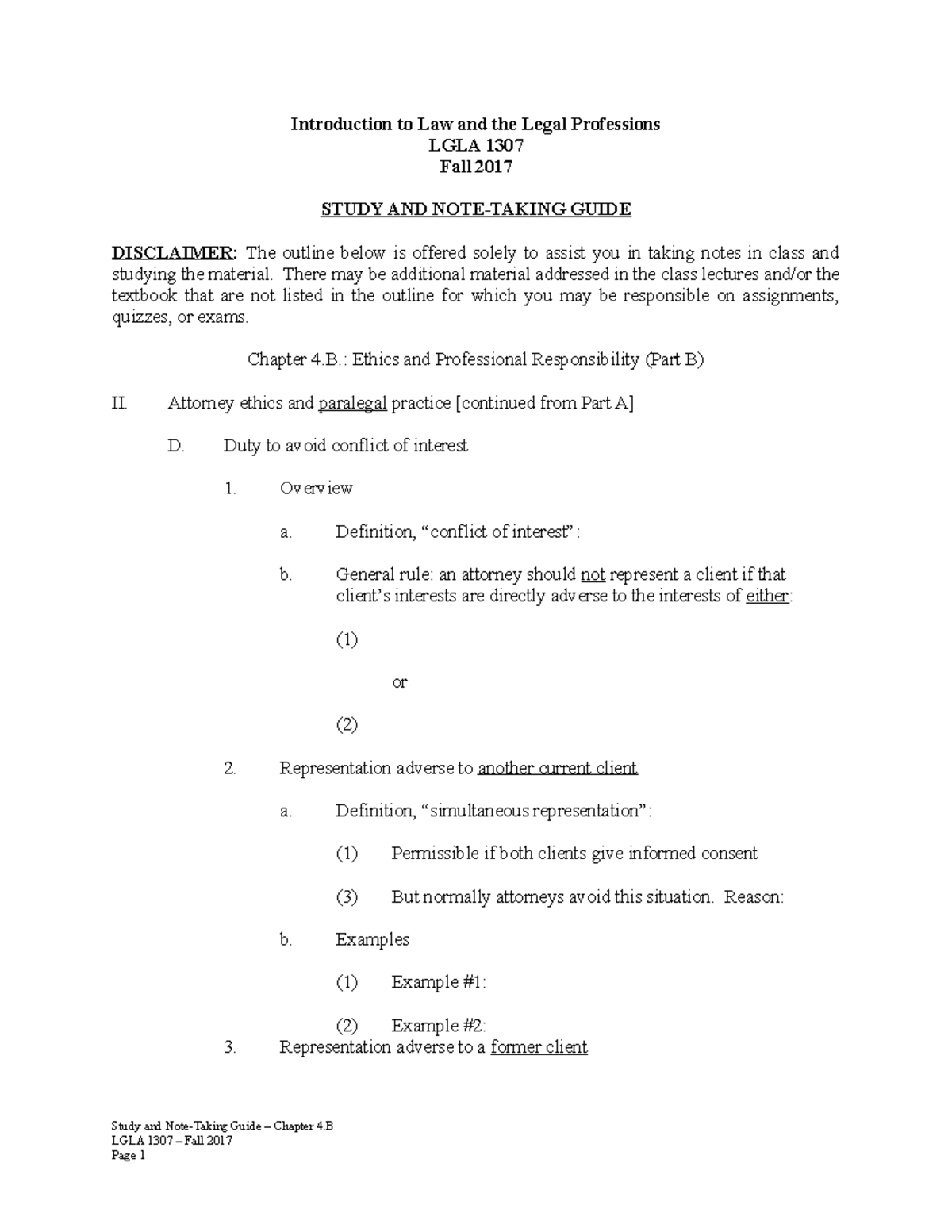 Study and Note-Taking Guide - Chapter 4 - Introduction to Law and the ...