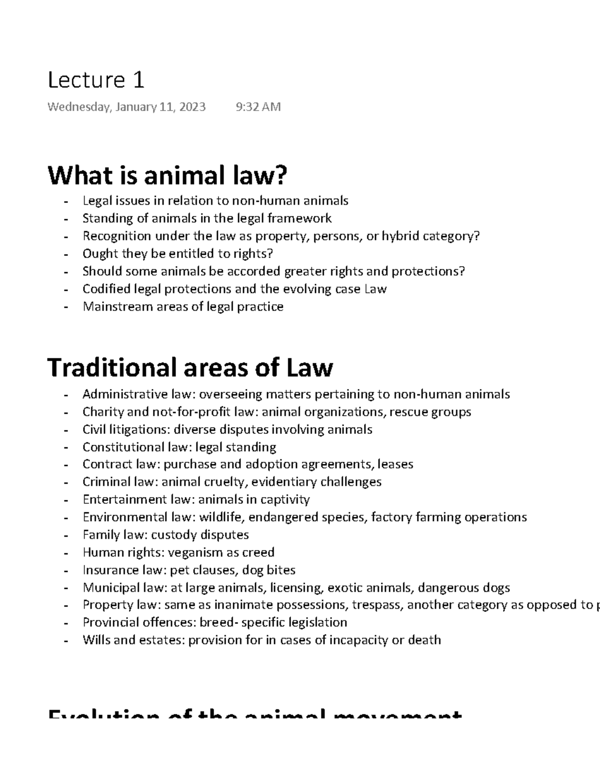 Lecture 1 - What is animal law? Legal issues in relation to non-human ...