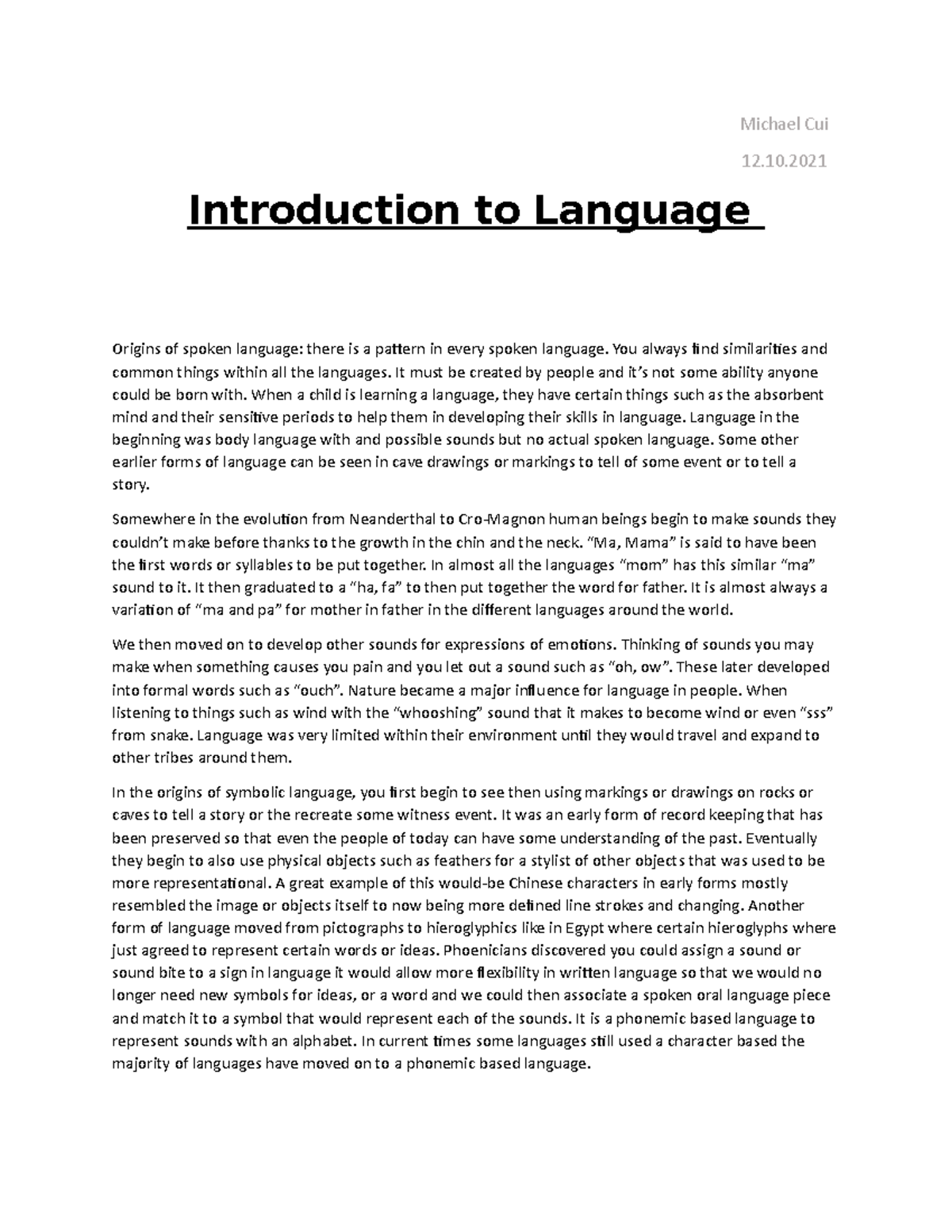 Introduction to Language - Michael Cui 12. Introduction to Language ...
