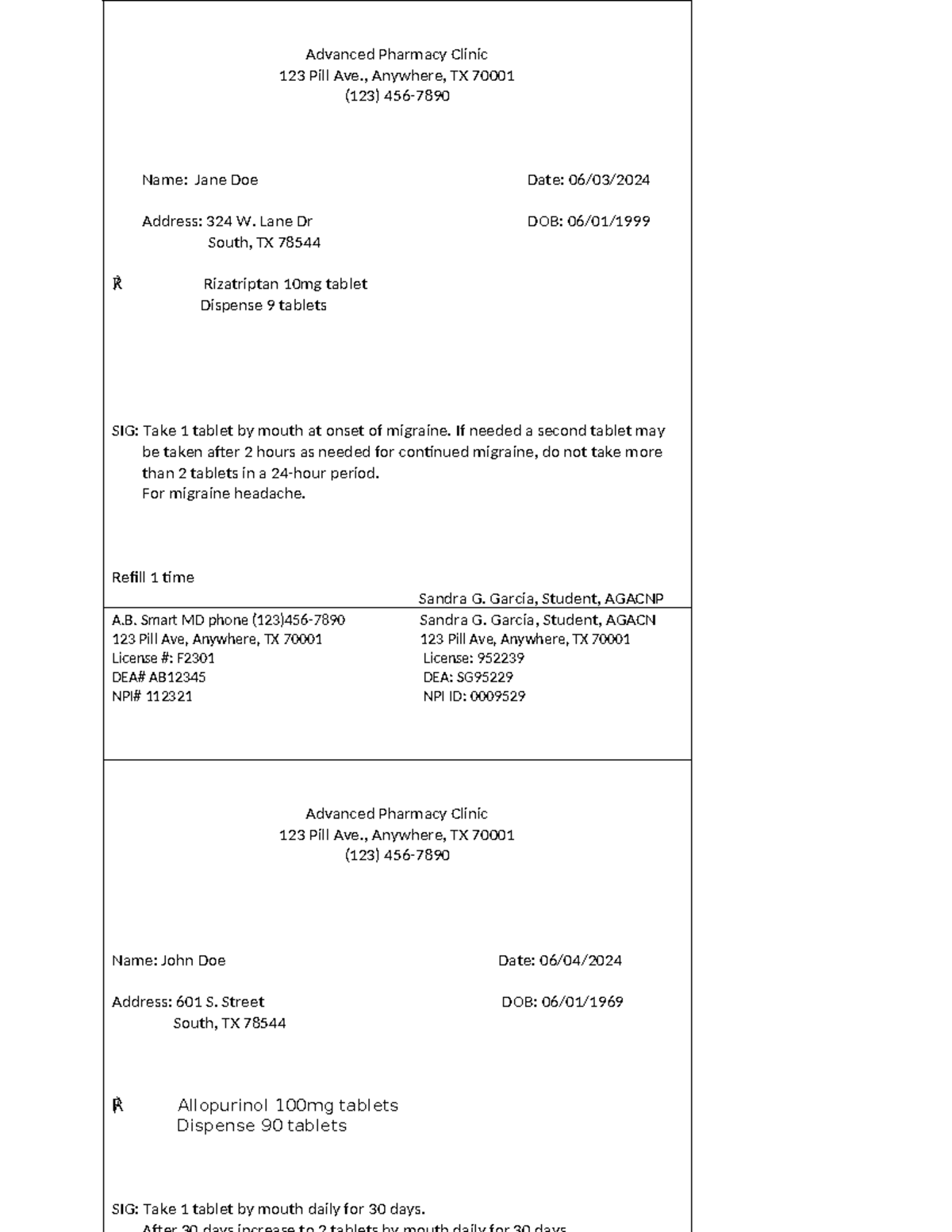 Second Prescription Assignment - Advanced Pharmacy Clinic 123 Pill Ave ...