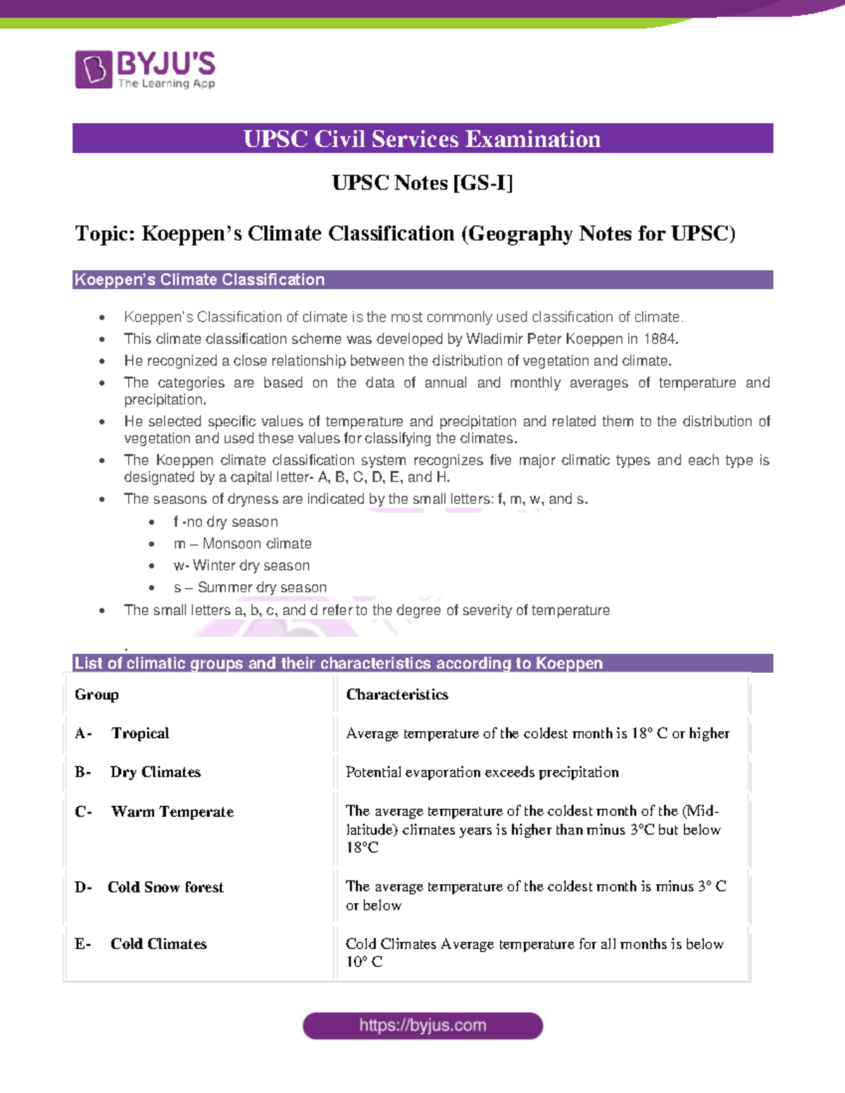 Koeppen’s Climate Classification Geography Notes for UPSC - UPSC Civil ...