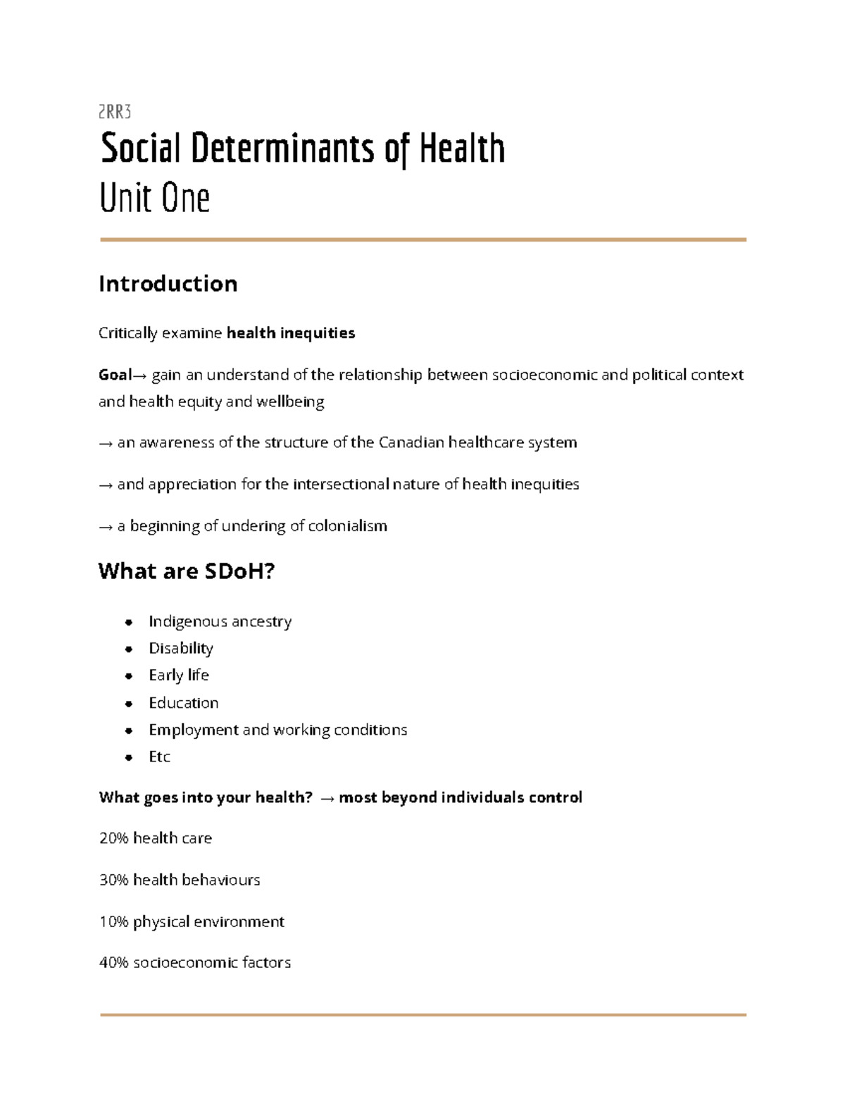 Intro to Social Determinants of Health - 2RR Social Determinants of ...