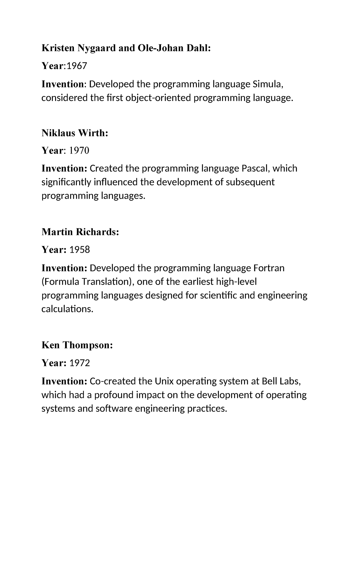 PL101- Project - Kristen Nygaard and Ole-Johan Dahl: Year: 1967 ...