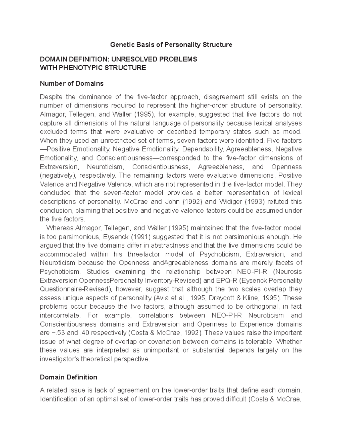 3 Genetic Basis of Personality Structure - Genetic Basis of Personality ...