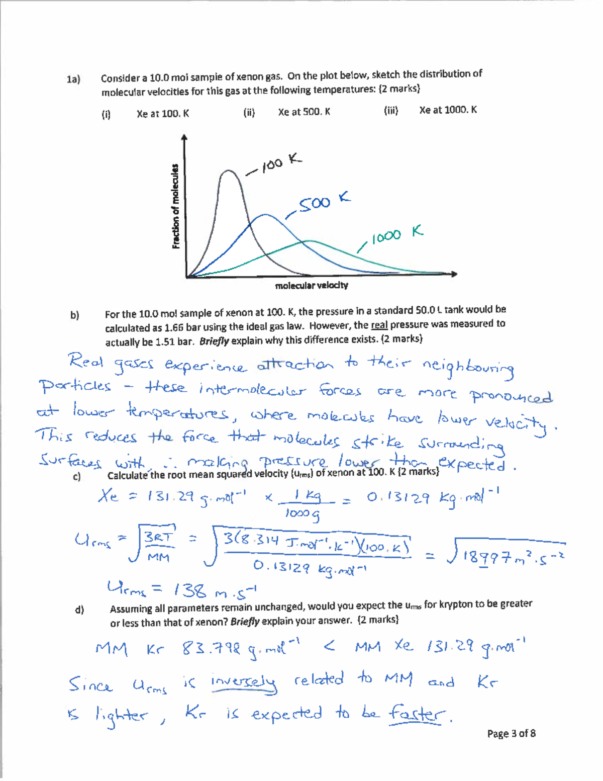 Test 1A (Pink) Solutions - Chem 1050 - Memorial University - Studocu