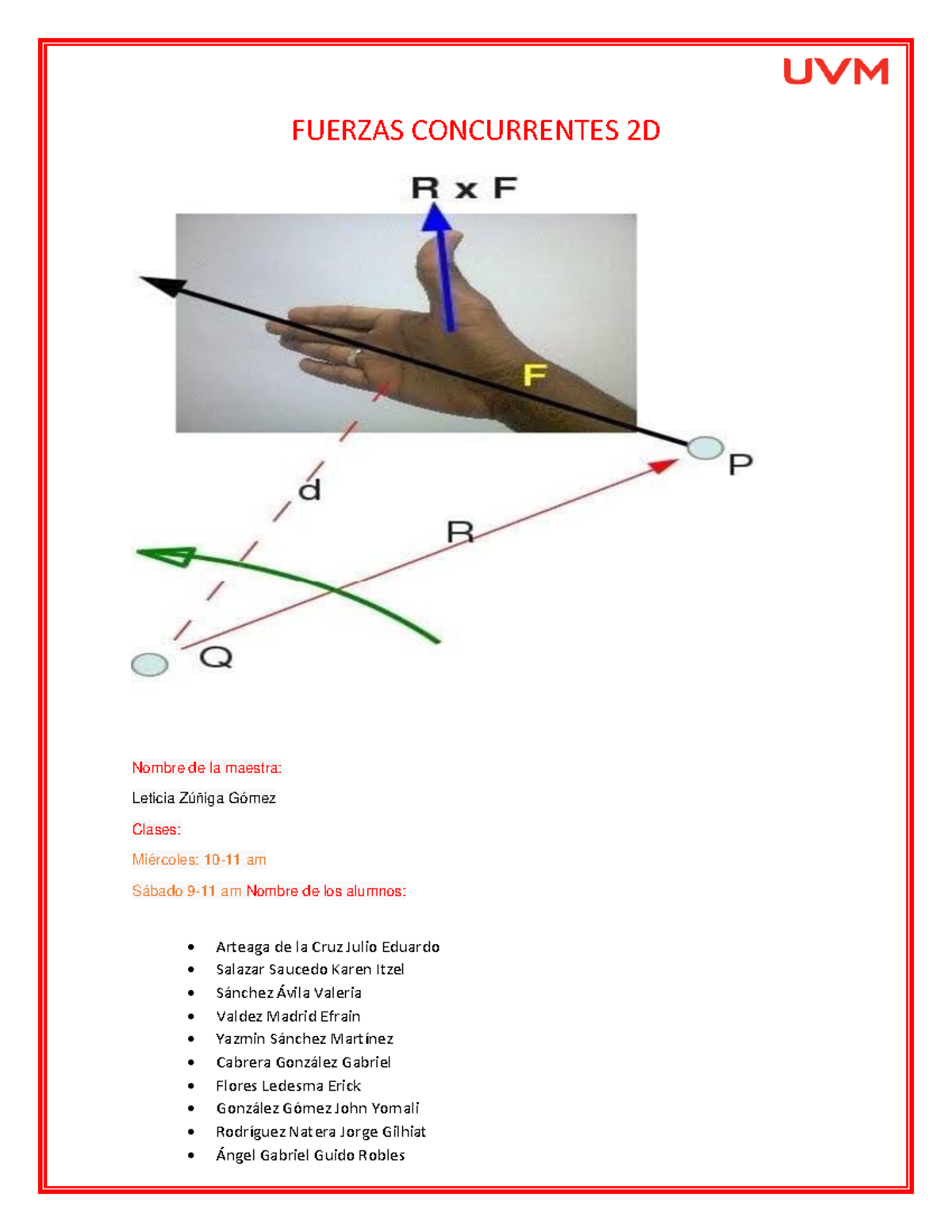 Sistema de Fuerzas Concurrentes 2D - FUERZAS CONCURRENTES 2D Nombre de ...