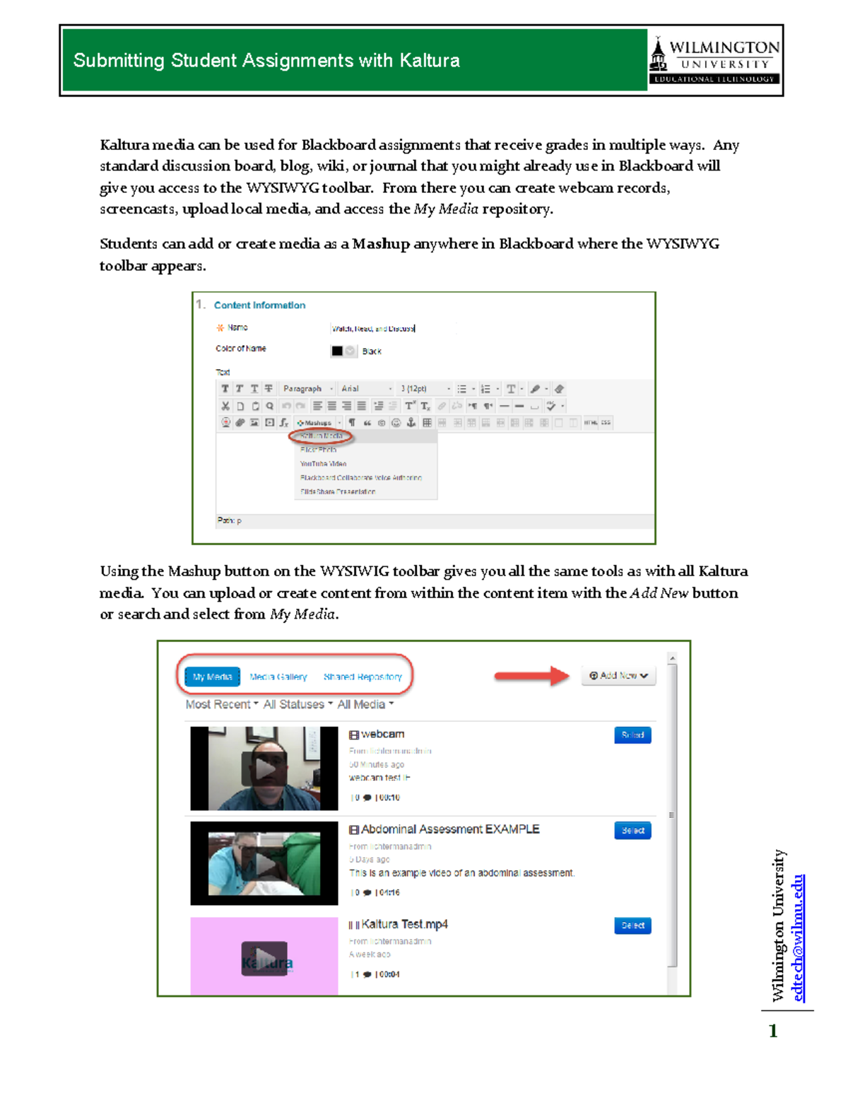 Submittingstudentassignments - Wilmington University edtech@wilmu Submitting Student Assignments ...