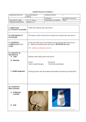 Grade 41 - LESSON PLAN - GRADE 4 GRADE 5 I Identify and use adjectives ...