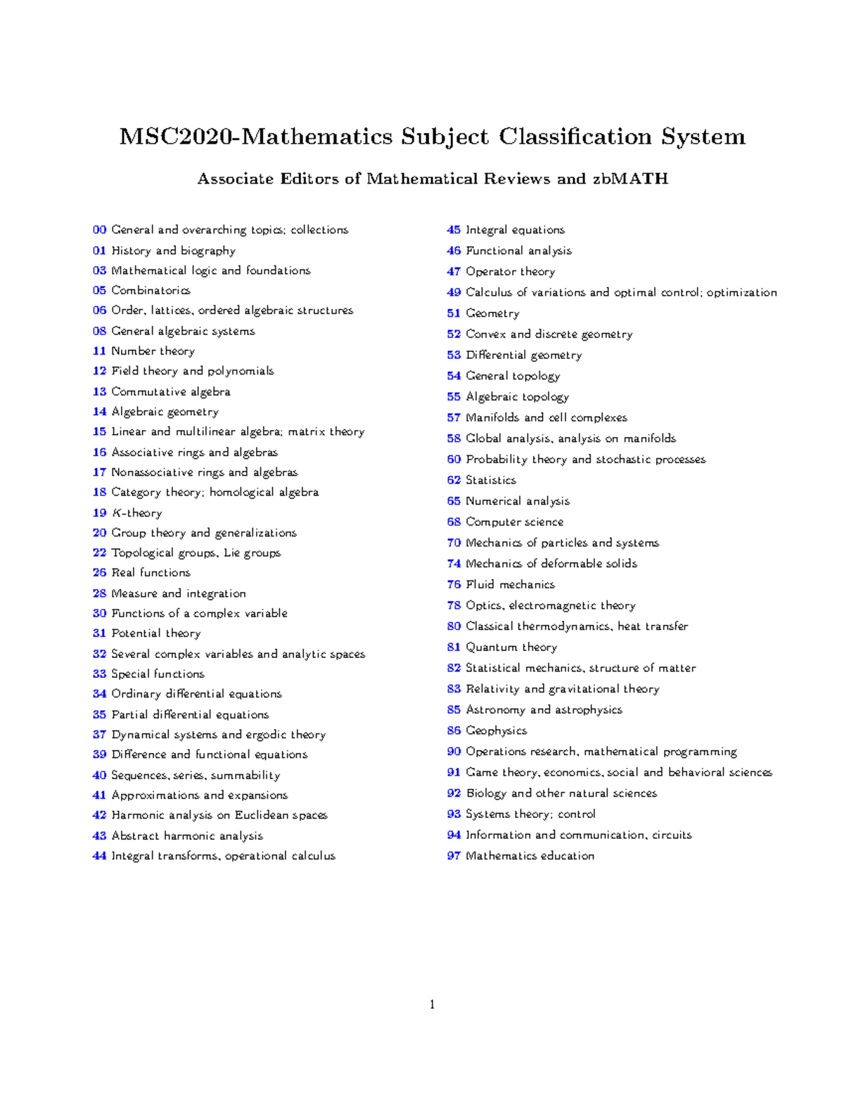 Mathematics Subject Classification (2020) - MSC2020-Mathematics Subject ...