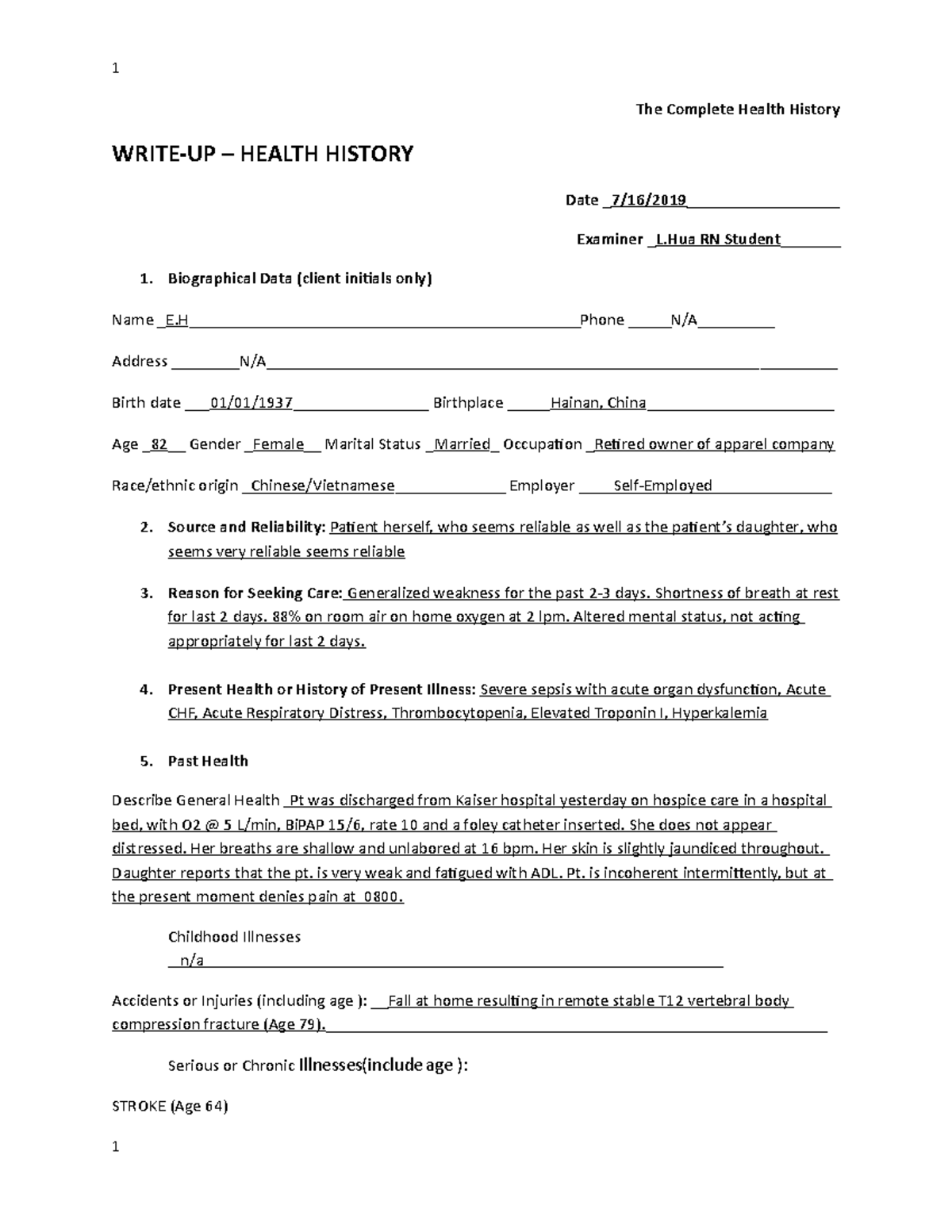 N312 Health History - Comprehensive guide to normal assessment findings ...