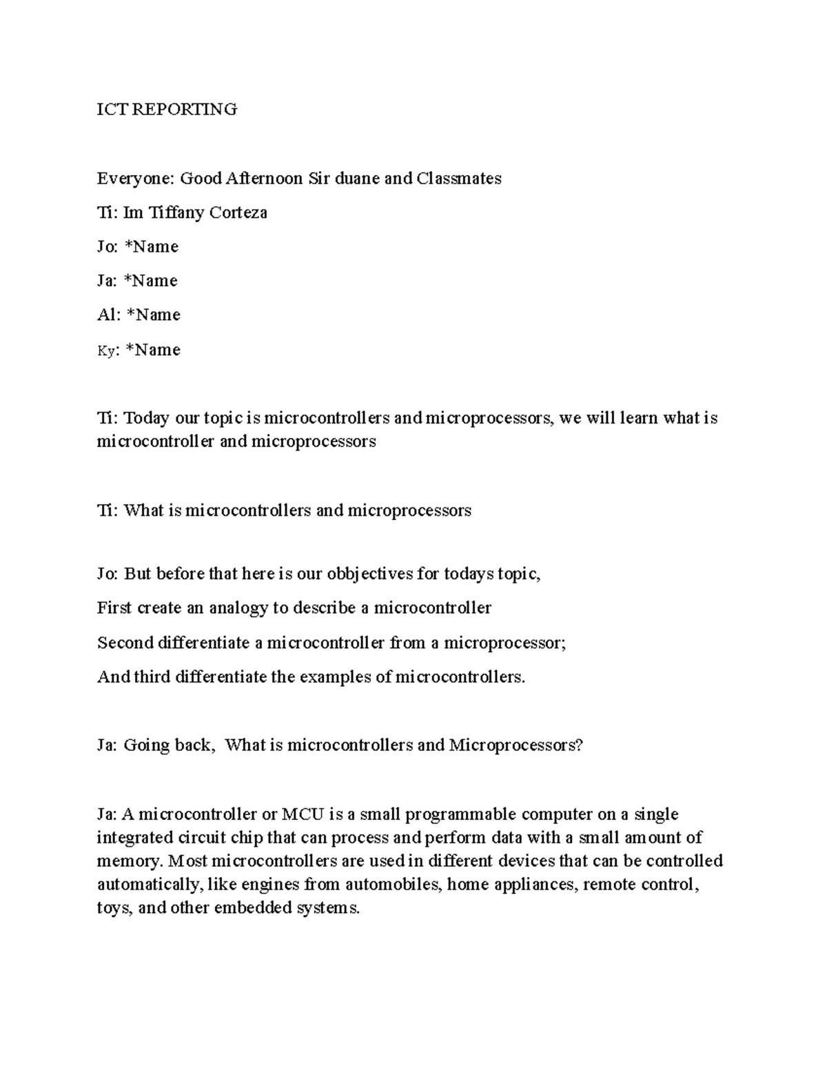 ICT Reporting - ppt - ICT REPORTING Everyone: Good Afternoon Sir duane ...