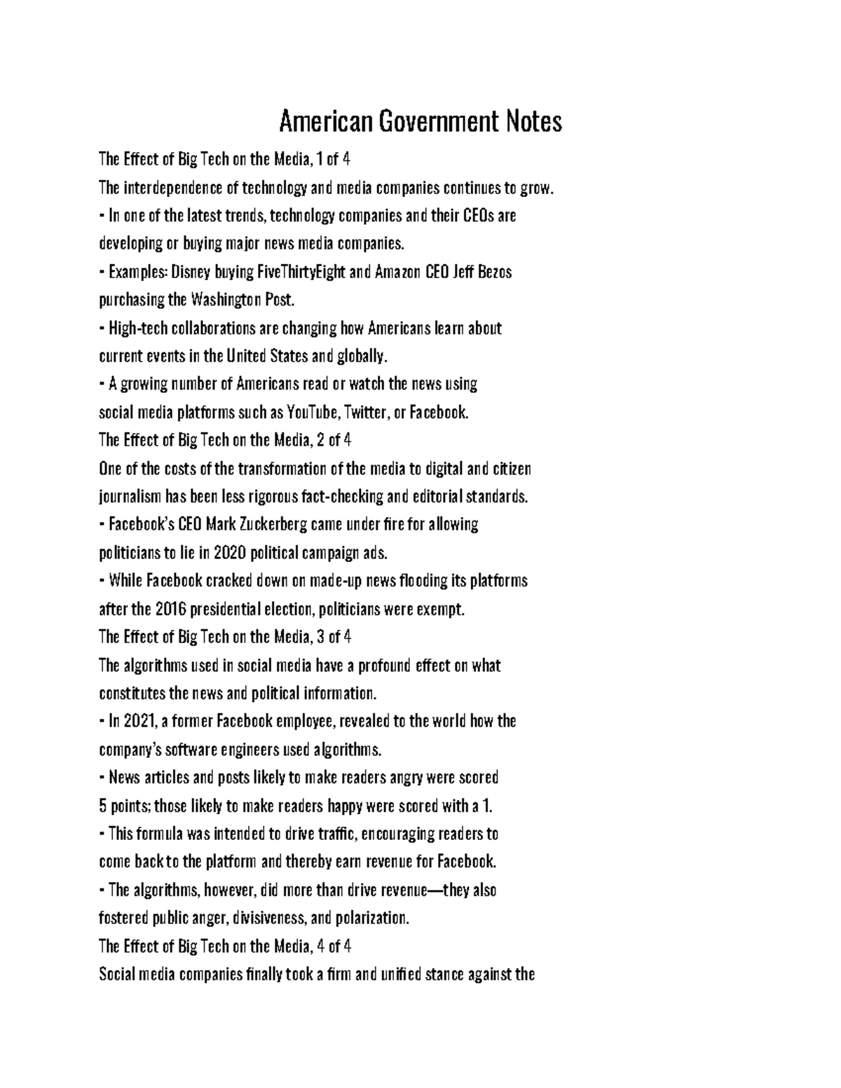 American Government Notes- The Media and Political Information Lecture ...