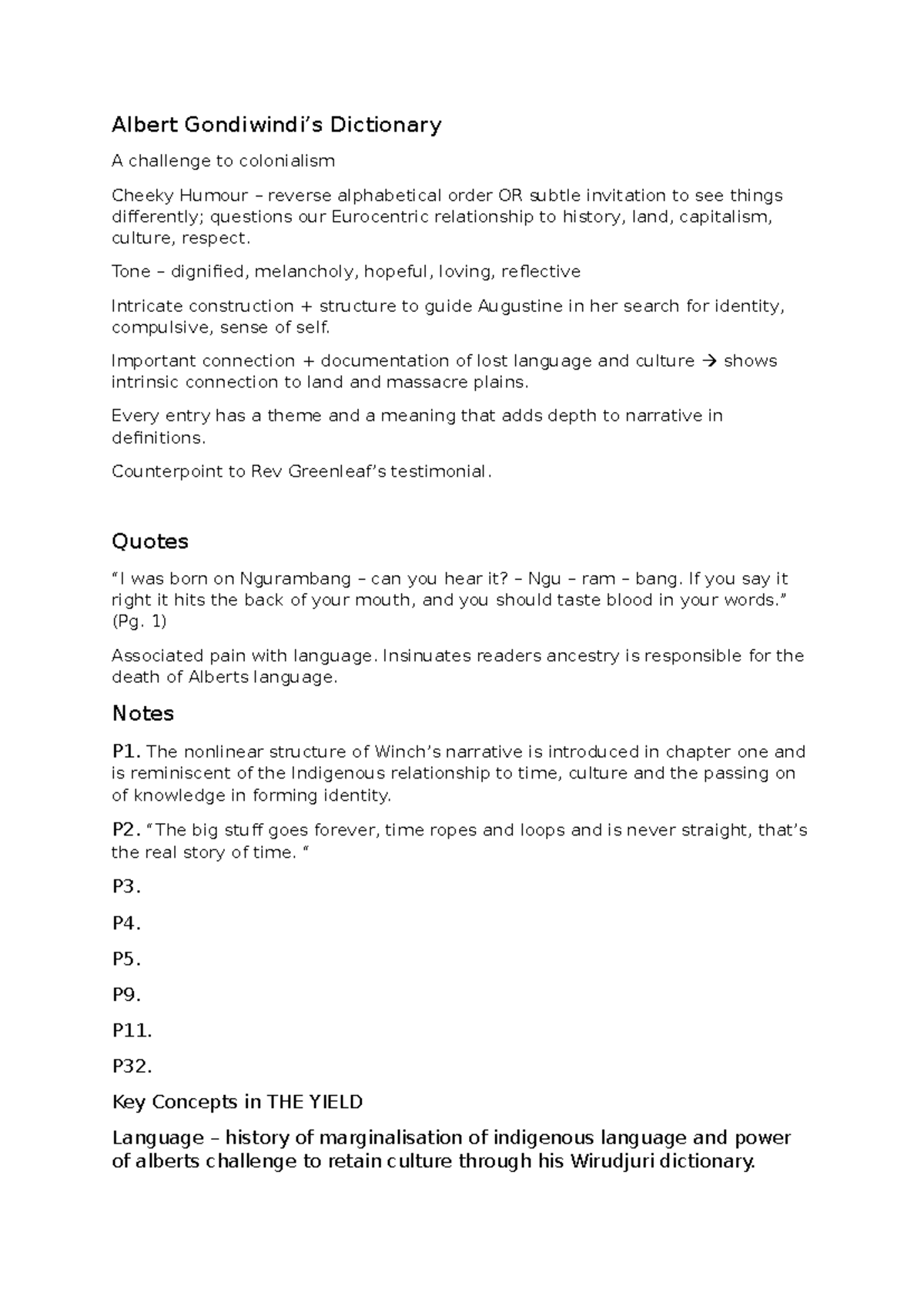 Albert Gondiwindi's Dictionary - Tone – dignified, melancholy, hopeful ...