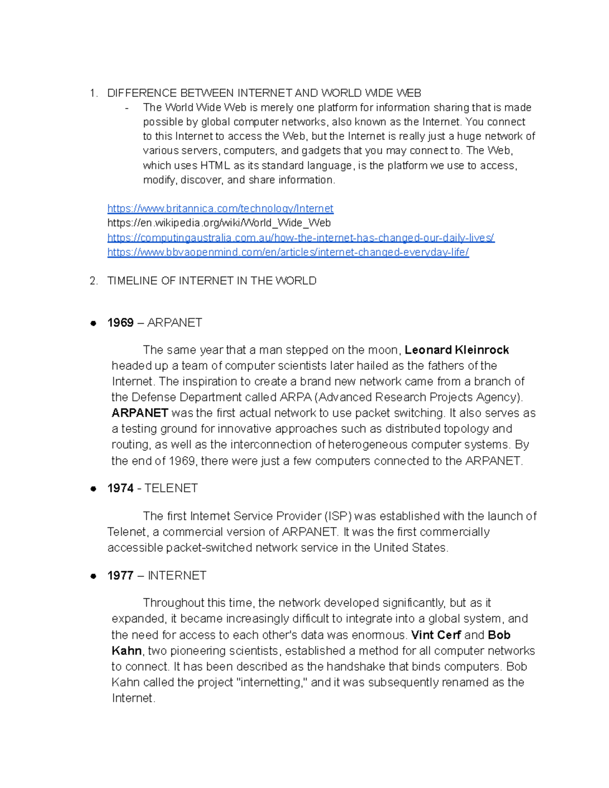 MST INTERNET AND THE WORLD WIDE WEB - 1. DIFFERENCE BETWEEN INTERNET ...