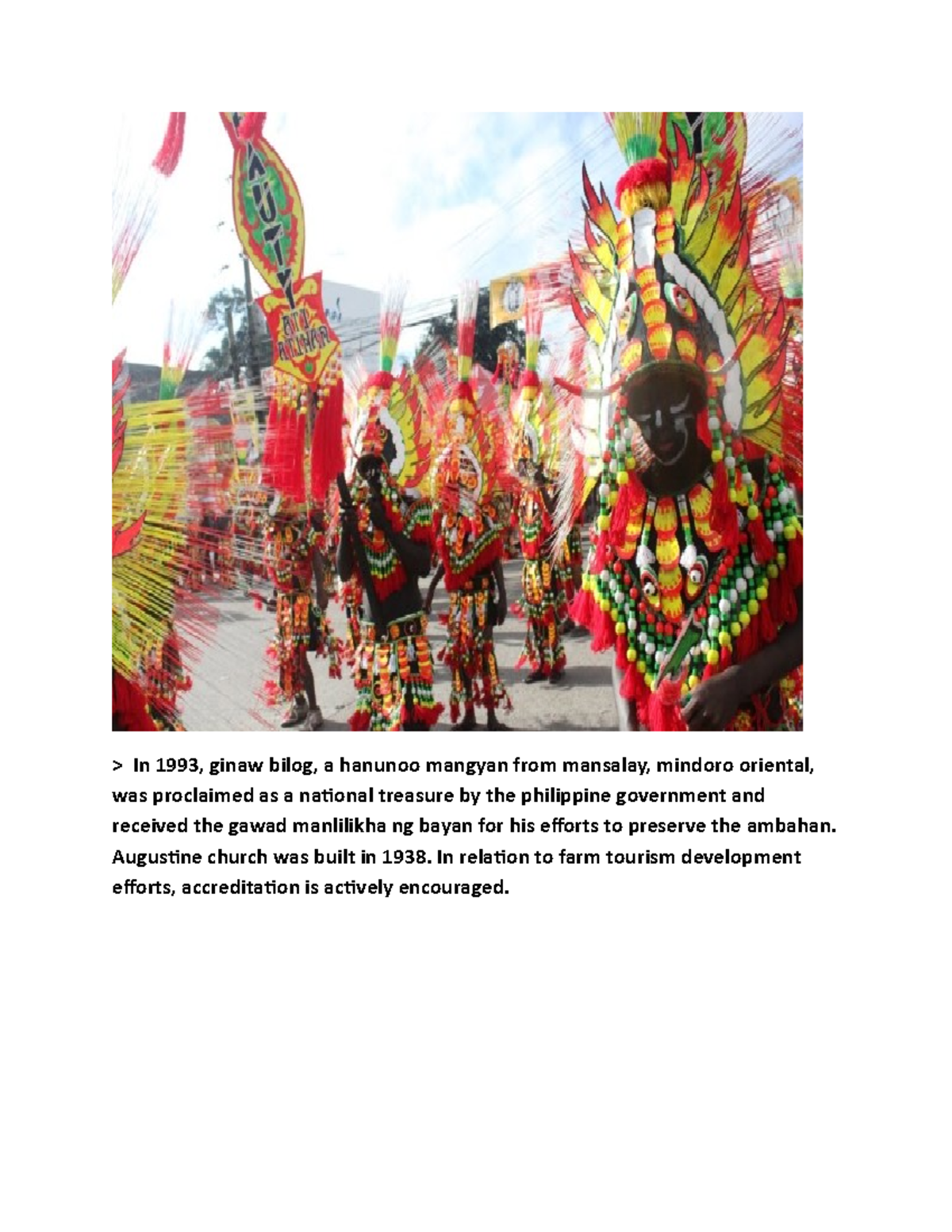Culture and tradition of oriental Mindoro - In 1993, ginaw bilog, a ...
