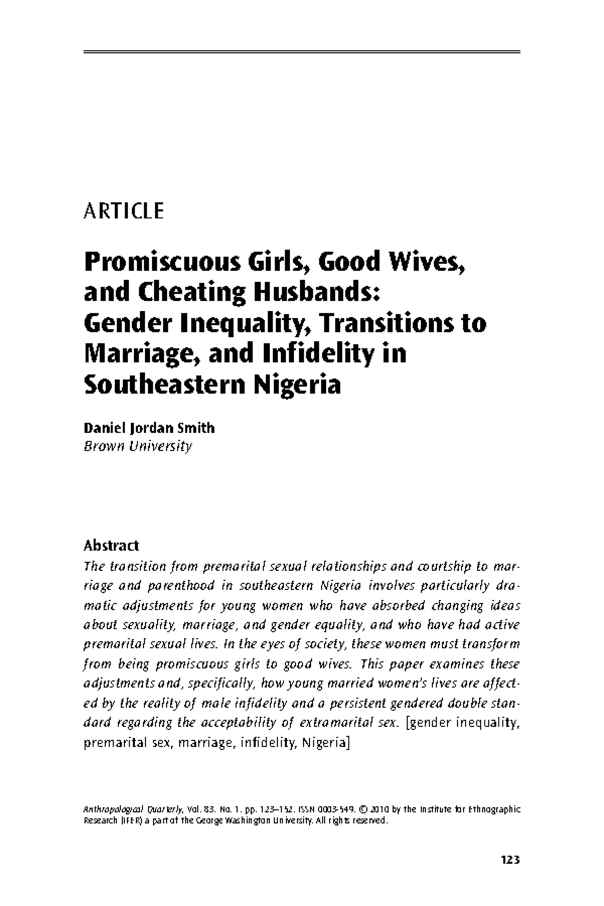 Promiscuous Girls, Good Wives - ARTICLE Promiscuous Girls, Good Wives ...