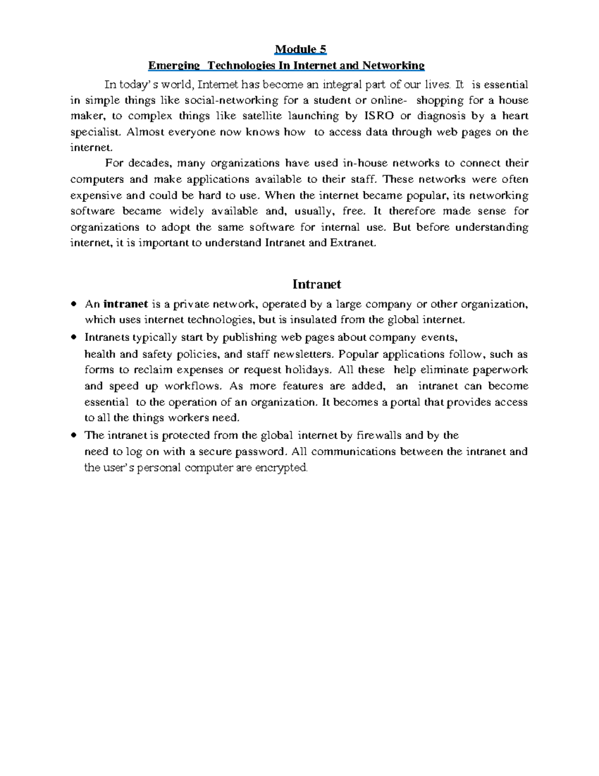 Module 5 Commerce Notes Module 5 Emerging Technologies In Internet And Networking In Today S