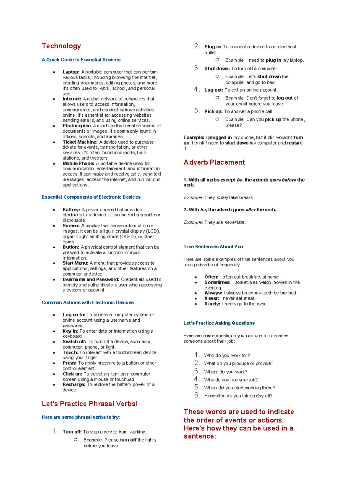 NOTAS DE LA PRIMERA UNIDAD Y REPASO DE ESTA - Technology A Quick Guide ...