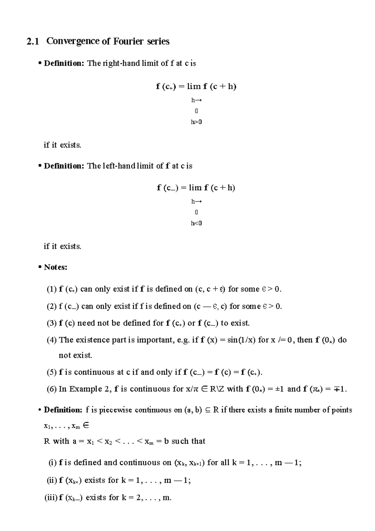 FS-PDE-9 - Convergence of Fourier series - 2 Convergence of Fourier ...