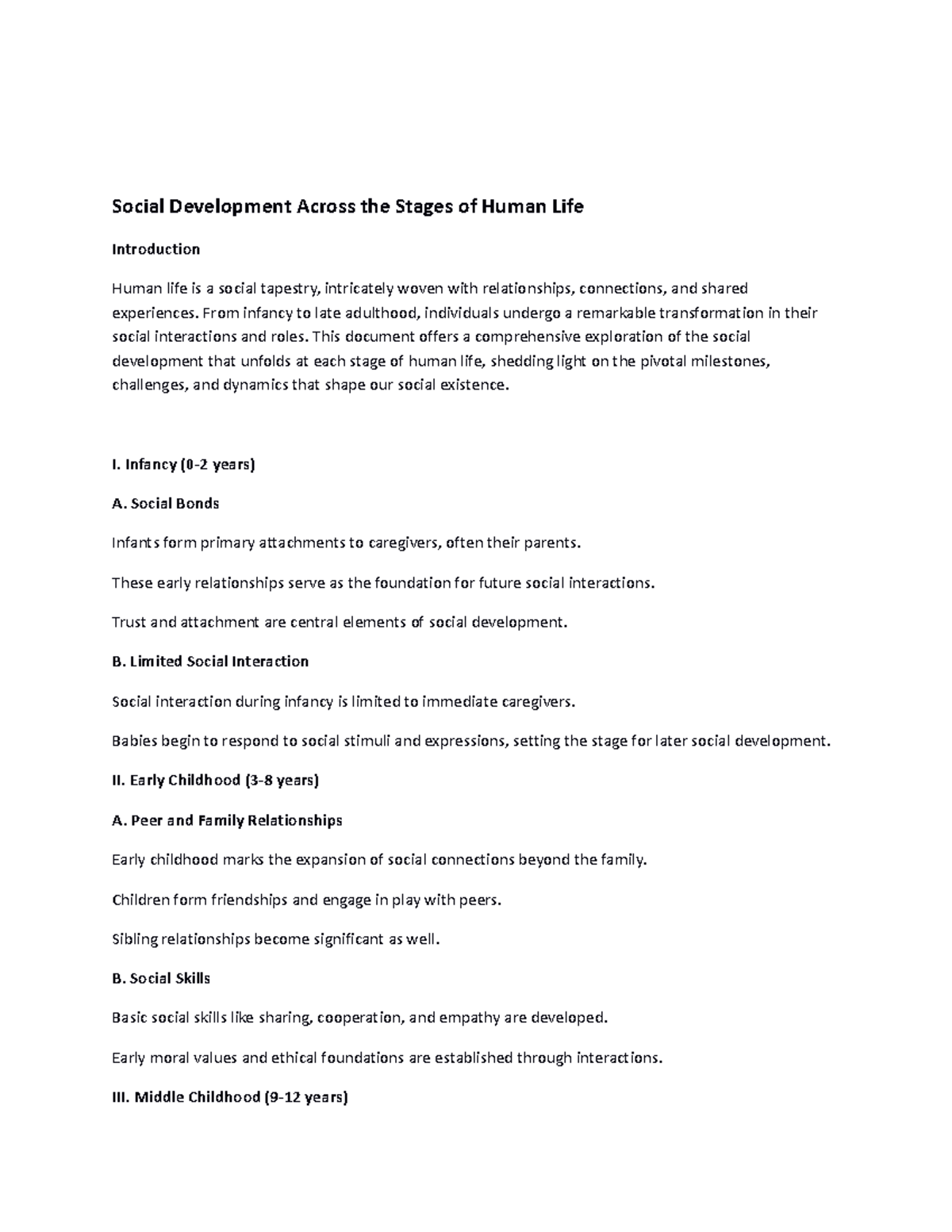 Social Development across the human life - Social Development Across ...