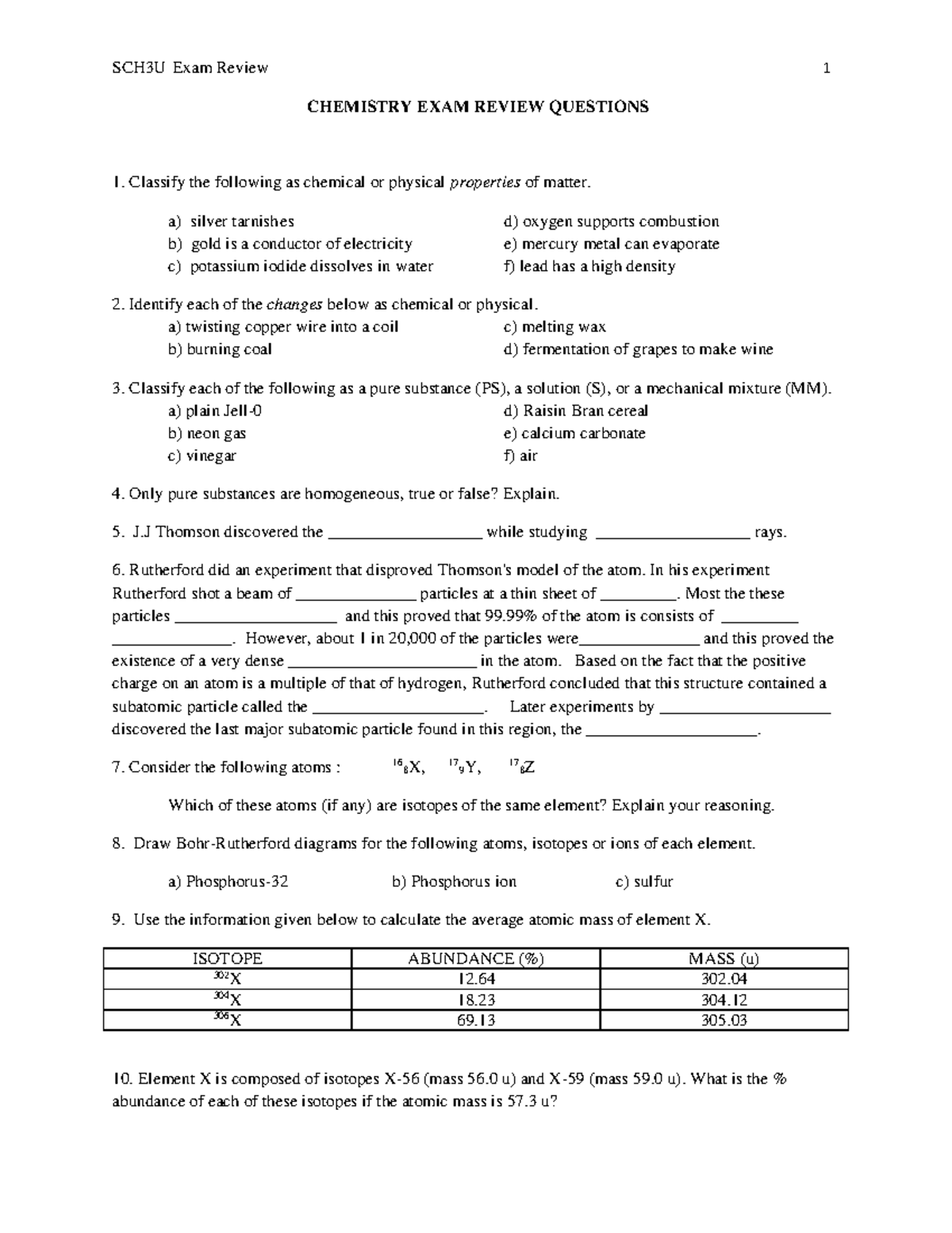 General Chemistry - Exam review copy - CHEM 201 - Studocu