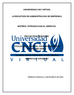 Proyecto modular taller de ventas - UNIVERSIDAD VIRTUAL CNCI CARRERA: LICENCIATURA EN ...