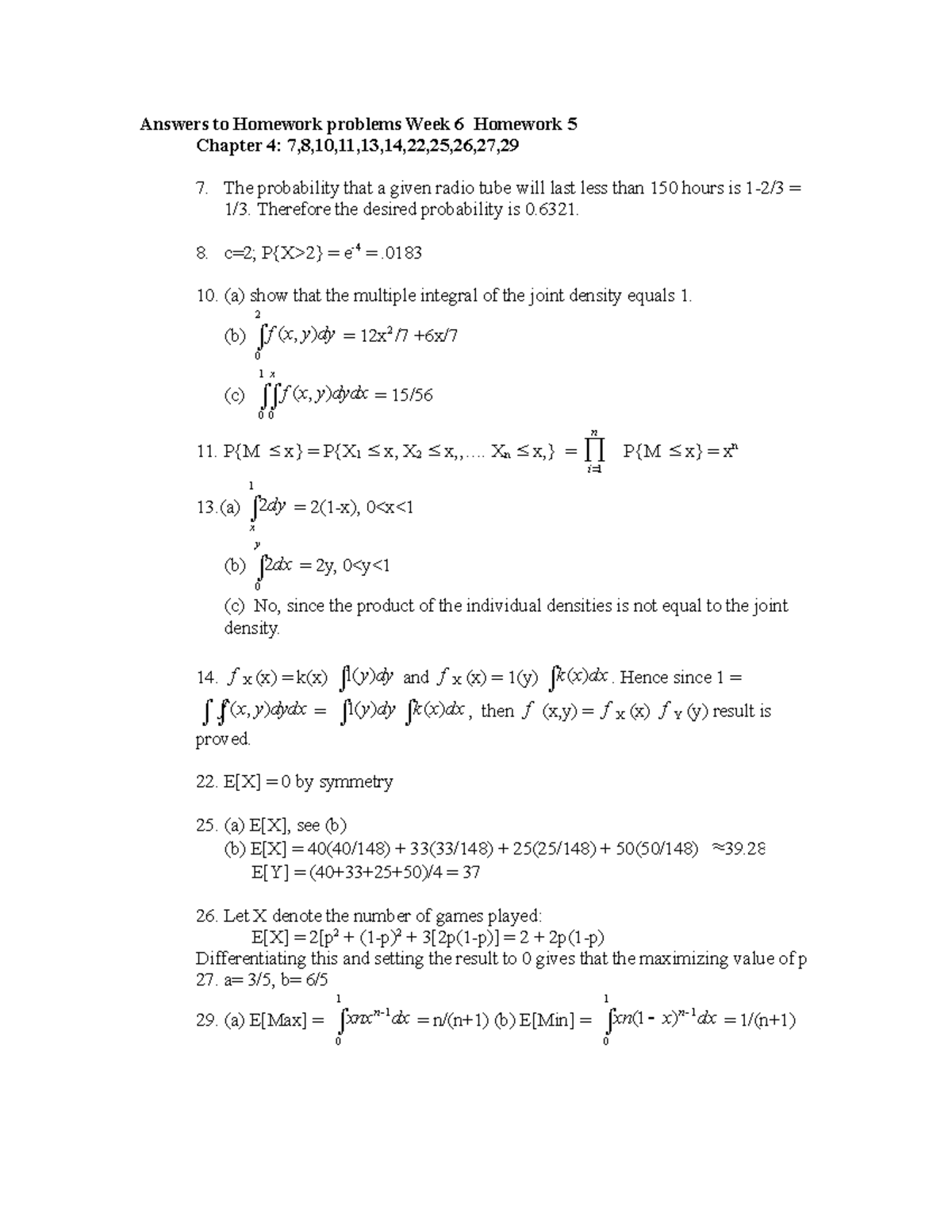 Math 32 Answers to Homework problems Week 6 Homework 5 - Answers to ...