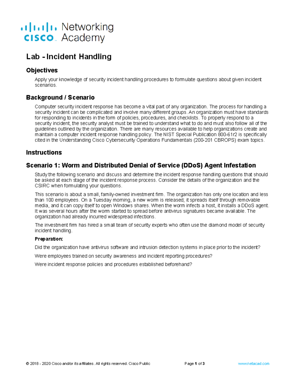 28.4.13 Lab - Incident Handling - Lab - Incident Handling Objectives ...