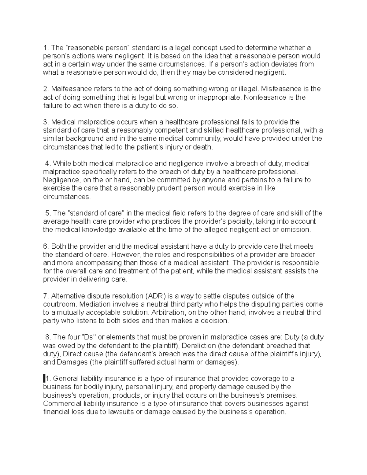 Chapter 3,4,5 - The “reasonable person” standard is a legal concept ...