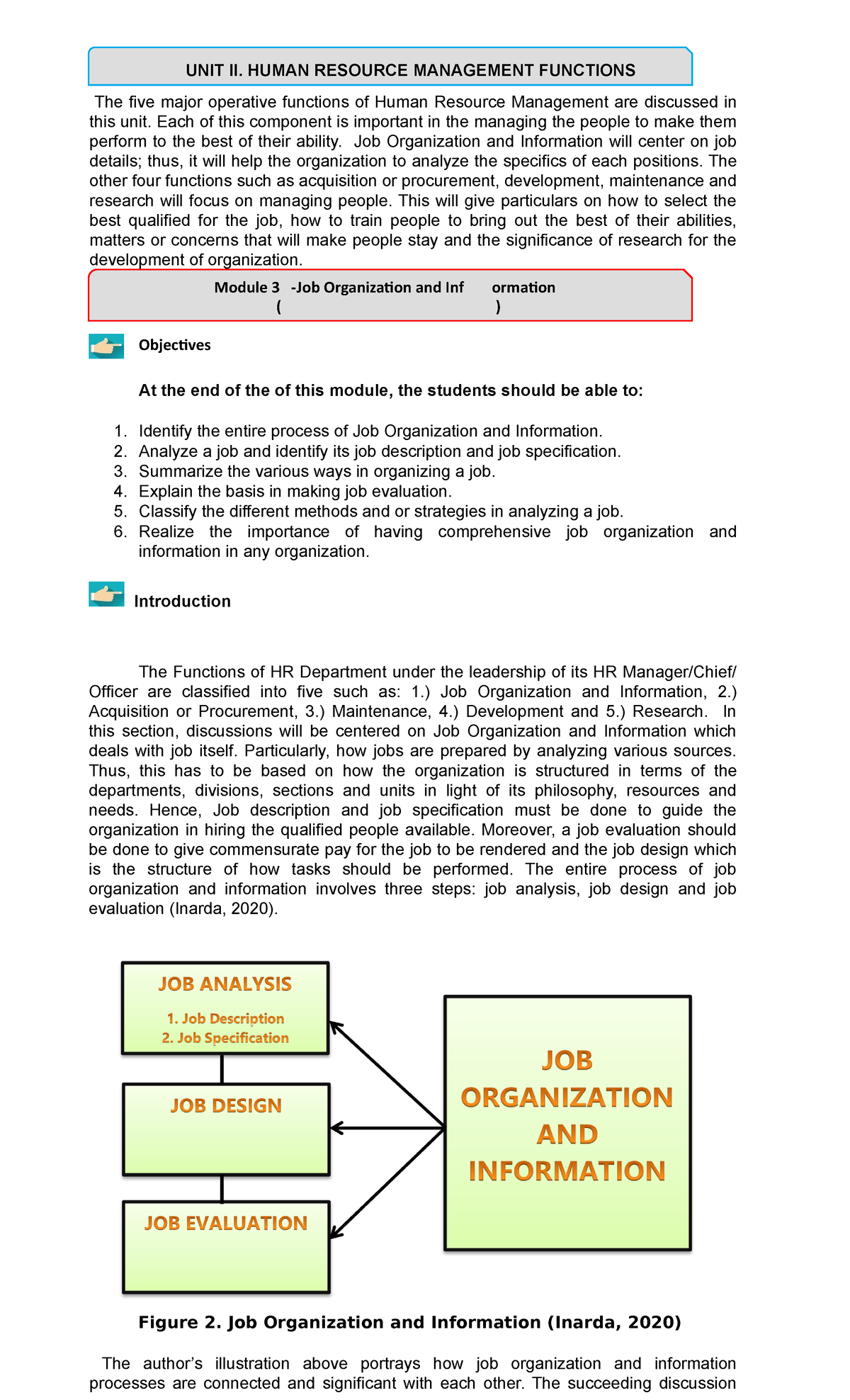 Job Analysis - UNIT II. HUMAN RESOURCE MANAGEMENT FUNCTIONS The five ...